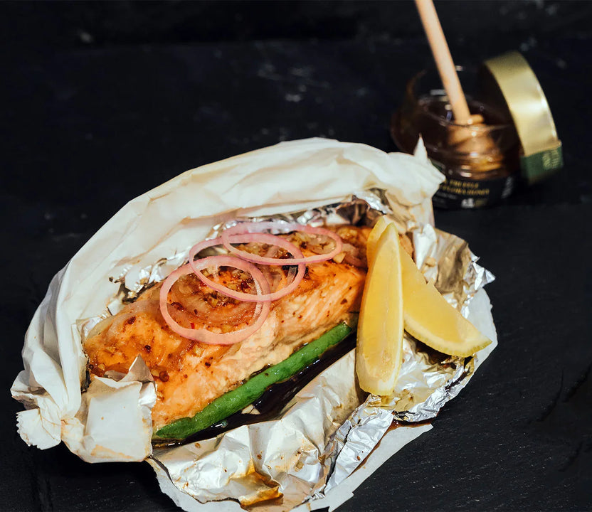 Truffle Honey Soy Glazed Salmon in Parchment